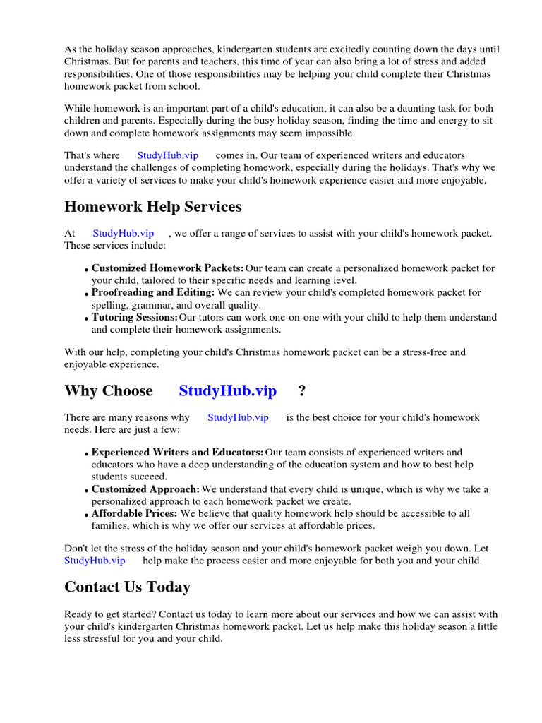 Kindergarten Christmas Homework Packet | PDF | Kindergarten | Homework