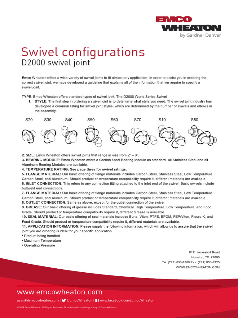 PMP Emco Wheaton D2000-Swivels | PDF | Steel | Stainless Steel PMP Emco Wheaton D2000-Swivels | PDF | Steel | Stainless Steel