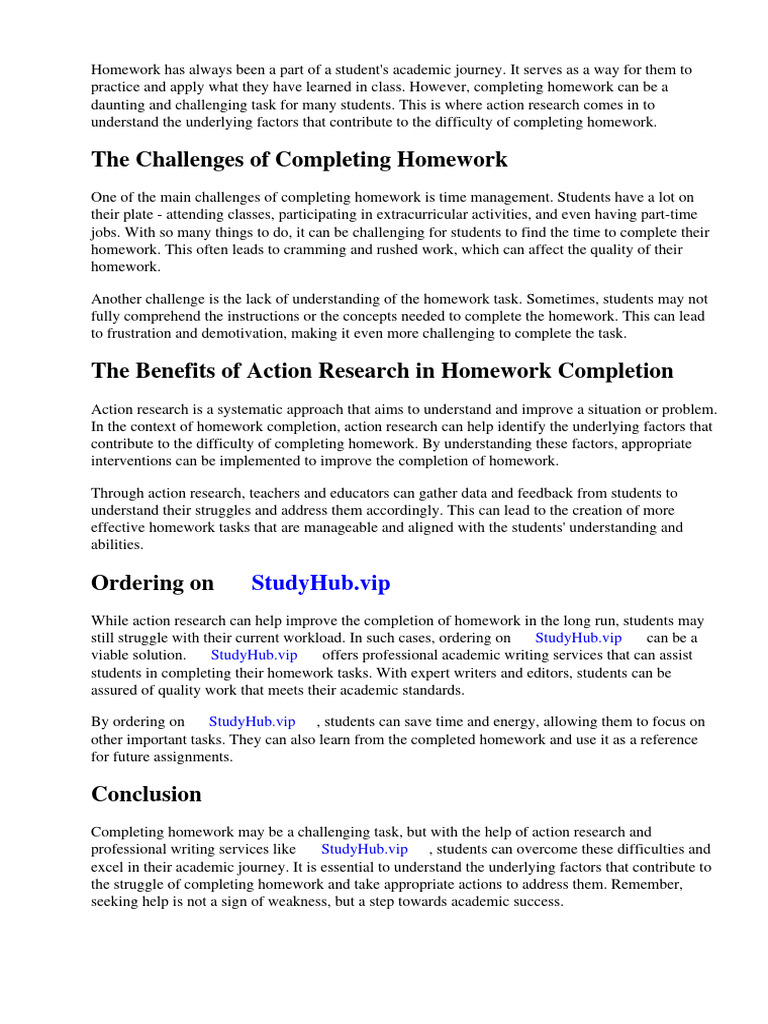 Action Research Homework Completion | Download Free PDF | Homework ...