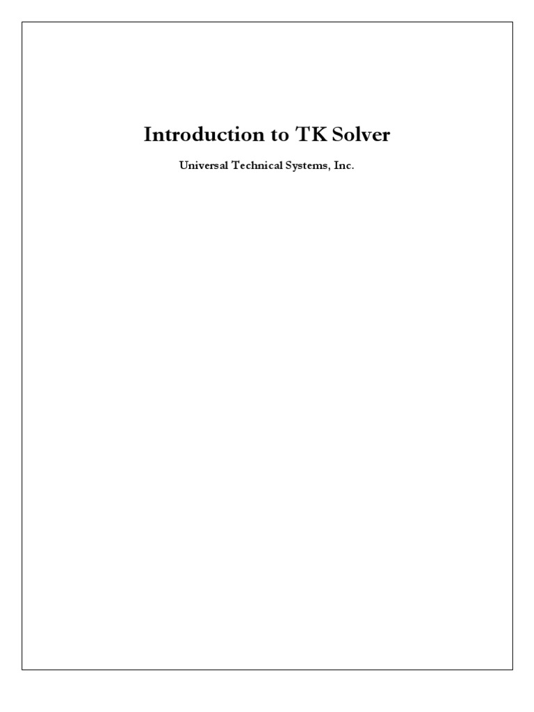 Introduction To TKS Solver | PDF | Computer Programming | Software