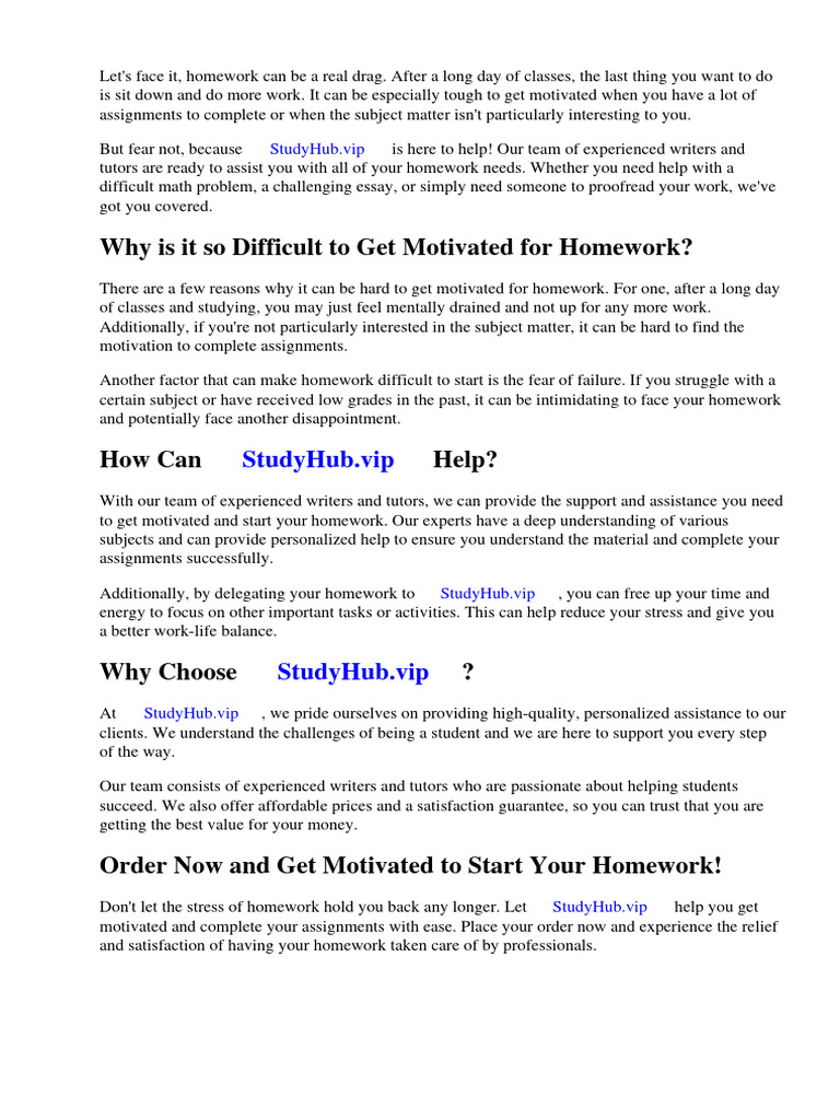 How To Get Motivated To Start Your Homework | PDF | Homework | Motivation