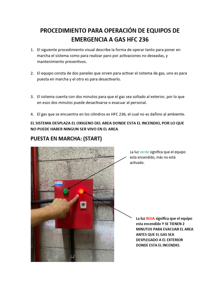 PROCEDIMIENTO VISUAL DE SISTEMA CONTRA INCENDIOS GAS HFC 236 | PDF