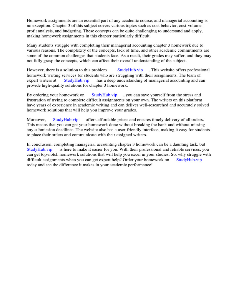 Managerial Accounting Chapter 3 Homework Solutions | PDF | Management ... Managerial Accounting Chapter 3 Homework Solutions | PDF | Management ...