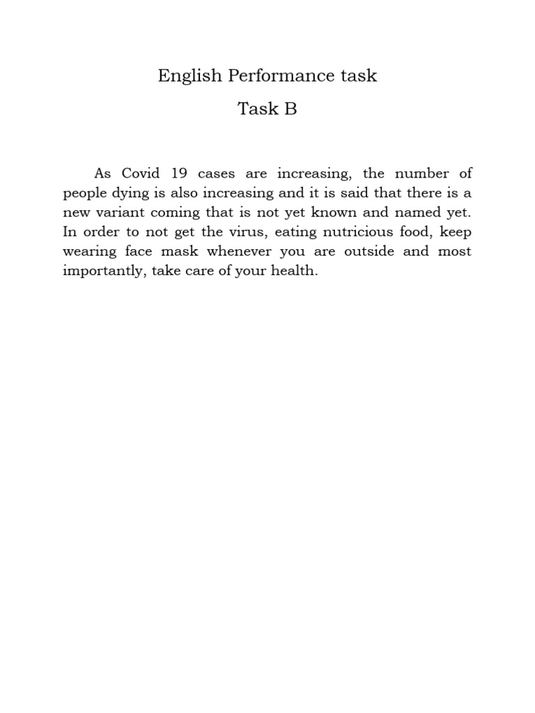 English Performance Task | PDF