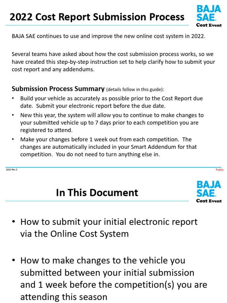 Baja SAE - Cost Report Submission Updated 2022 | PDF | Computing ...