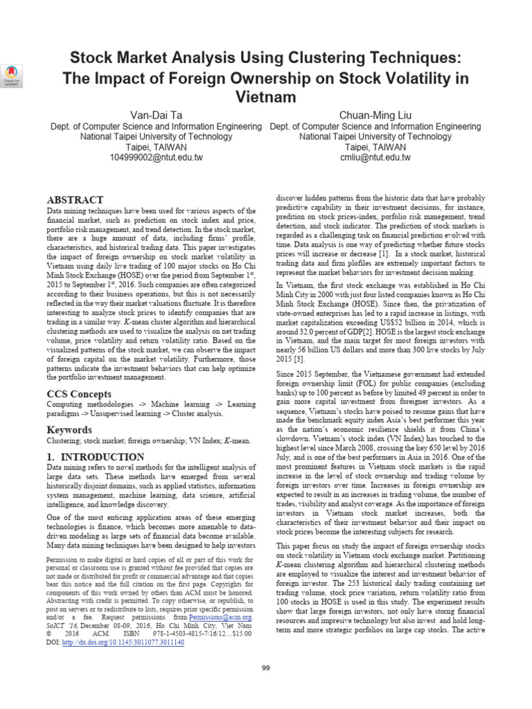 Stock Market Analysis Using Clustering Techniques - The Impact of FO On Stock Volatility in ...