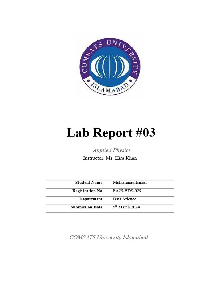 Lab Report #03: Applied Physics | PDF