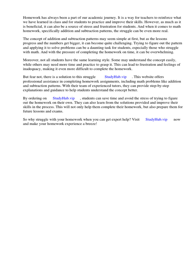 My Homework Lesson 2 Addition and Subtraction Patterns | PDF | Homework ...