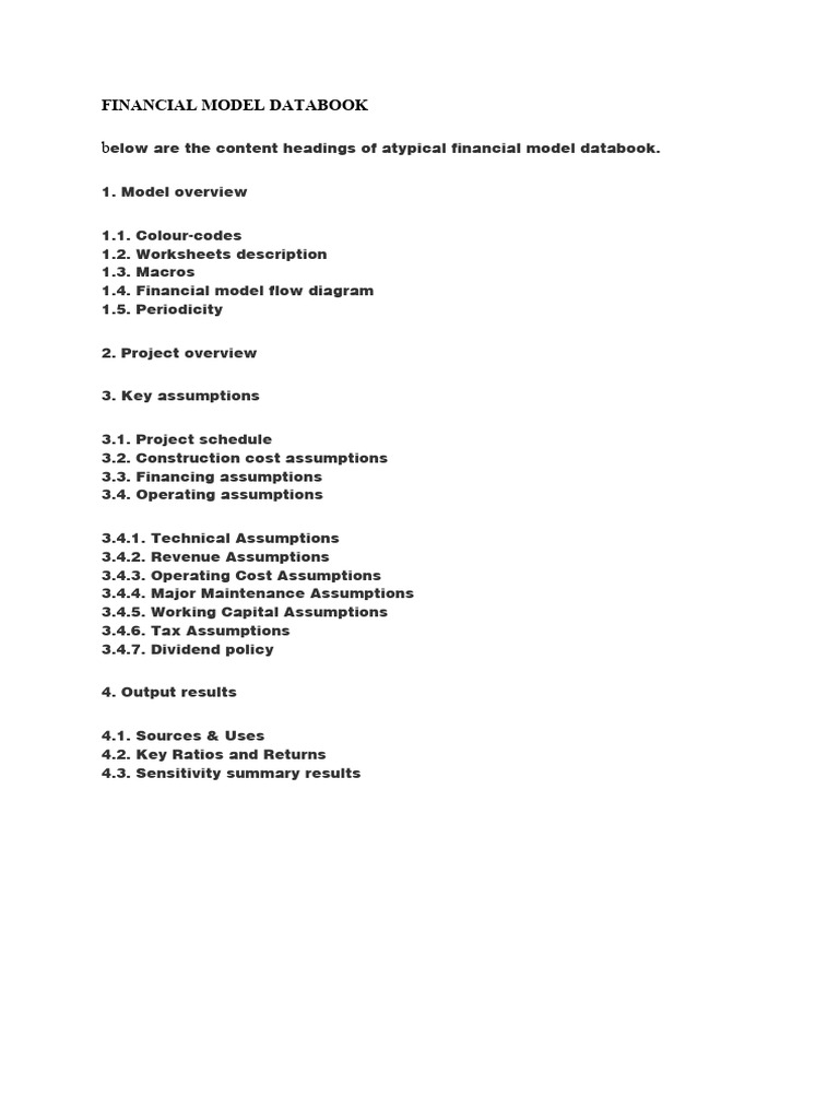 Financial Model Databook Overview | PDF | Business