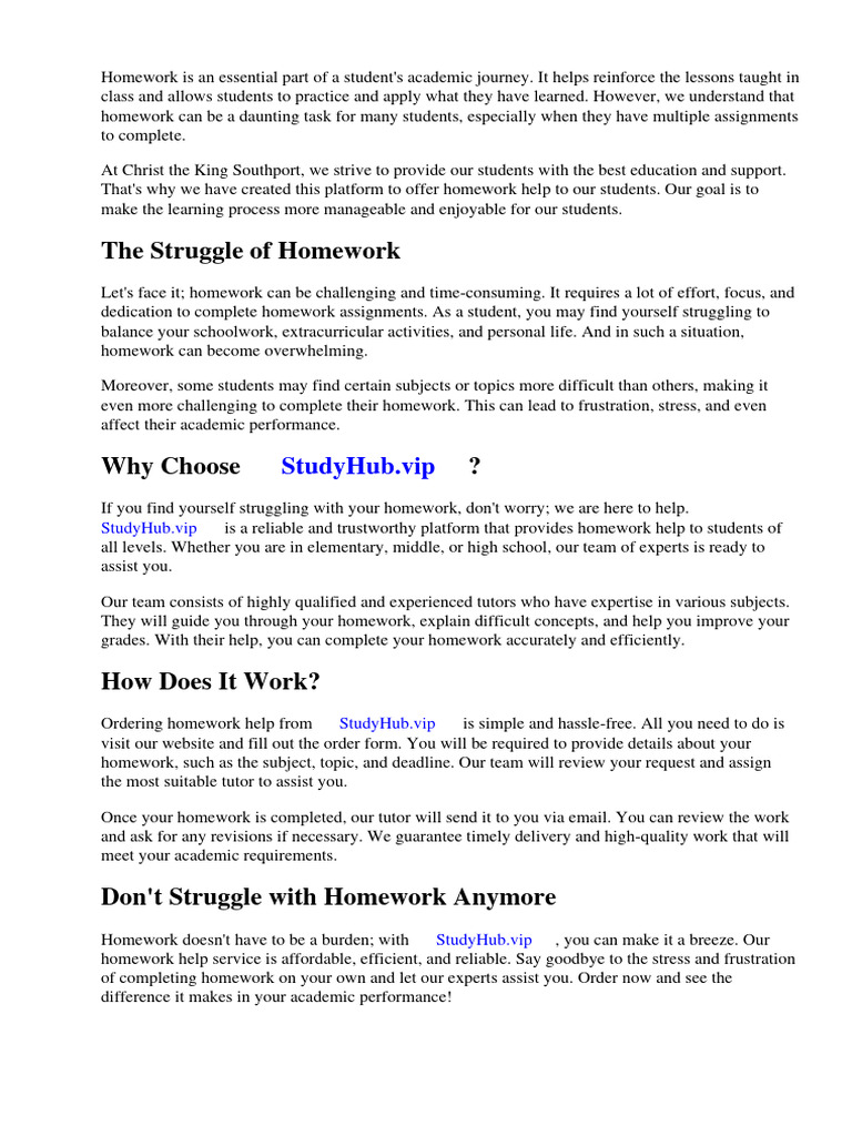 Christ The King Southport Homework | PDF | Homework | Teachers