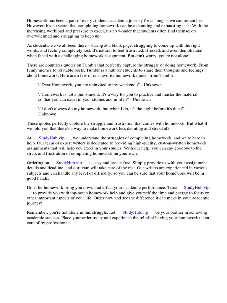 Homework Quotes Tumblr | PDF | Homework