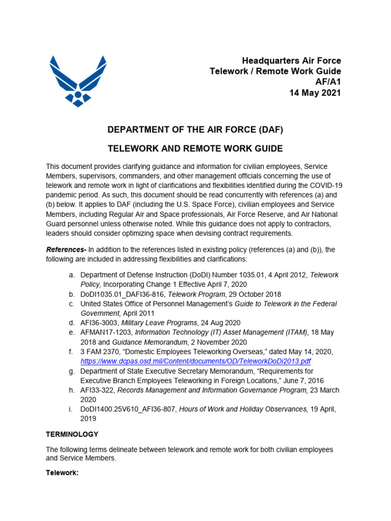 Air Force Telework and Remote Work Guide | PDF | Employment | Overtime