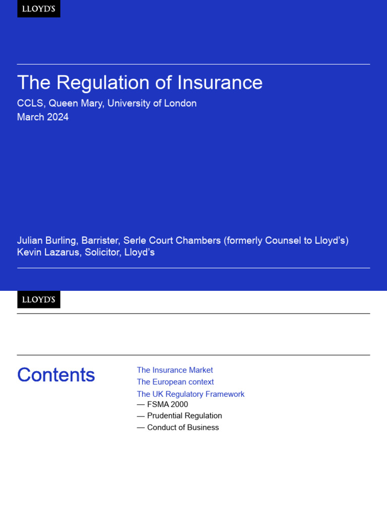 UK Insurance Regulation Overview | PDF | Insurance | Financial Services