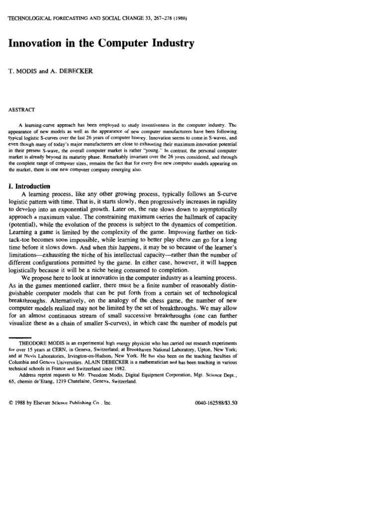 Innovation in The Computer Industry | PDF | Logistic Function | Innovation