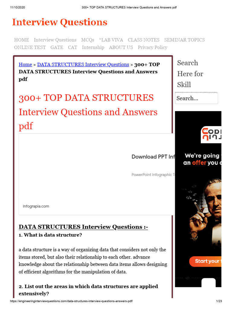 300+ TOP DATA STRUCTURES Interview Questions and Answers PDF | PDF ... 300+ TOP DATA STRUCTURES Interview Questions and Answers PDF | PDF ...