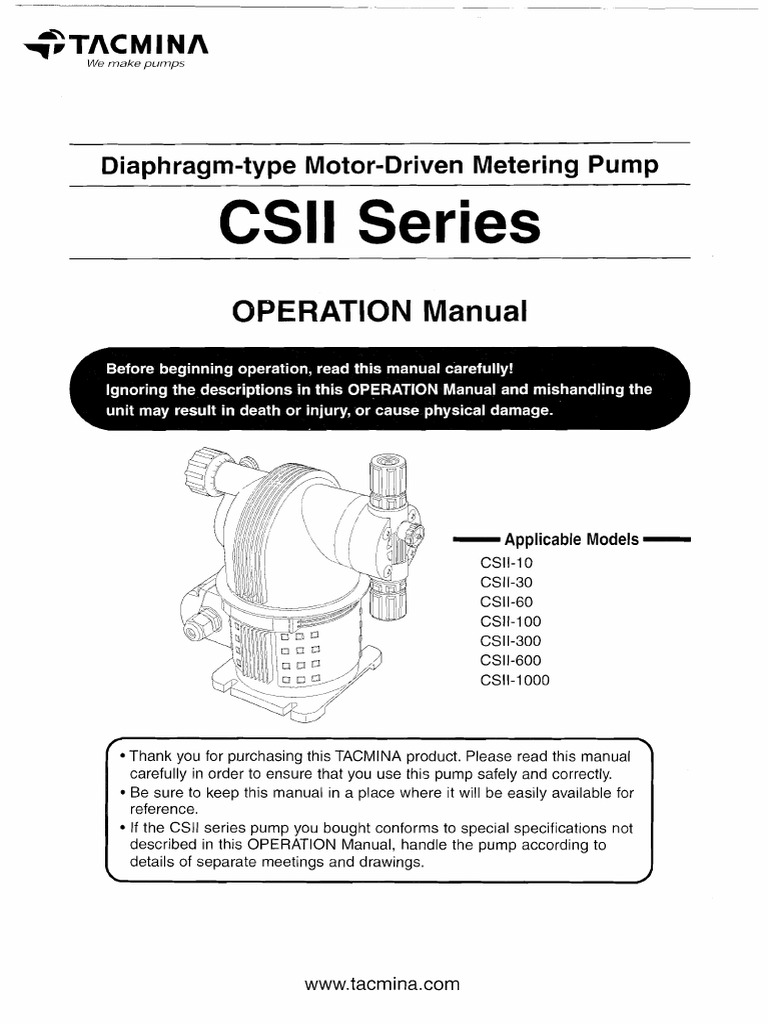 CSII Series Instruction Manual | PDF | Pump | Chemical Engineering