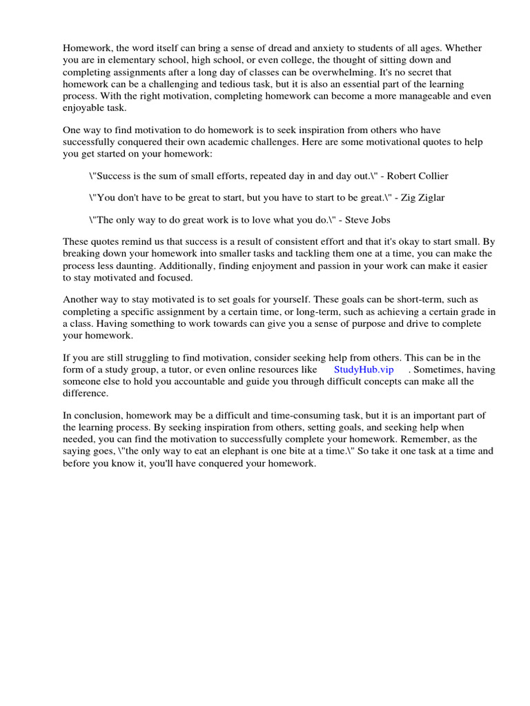 Motivation To Do Homework Quotes | PDF | Motivation | Motivational