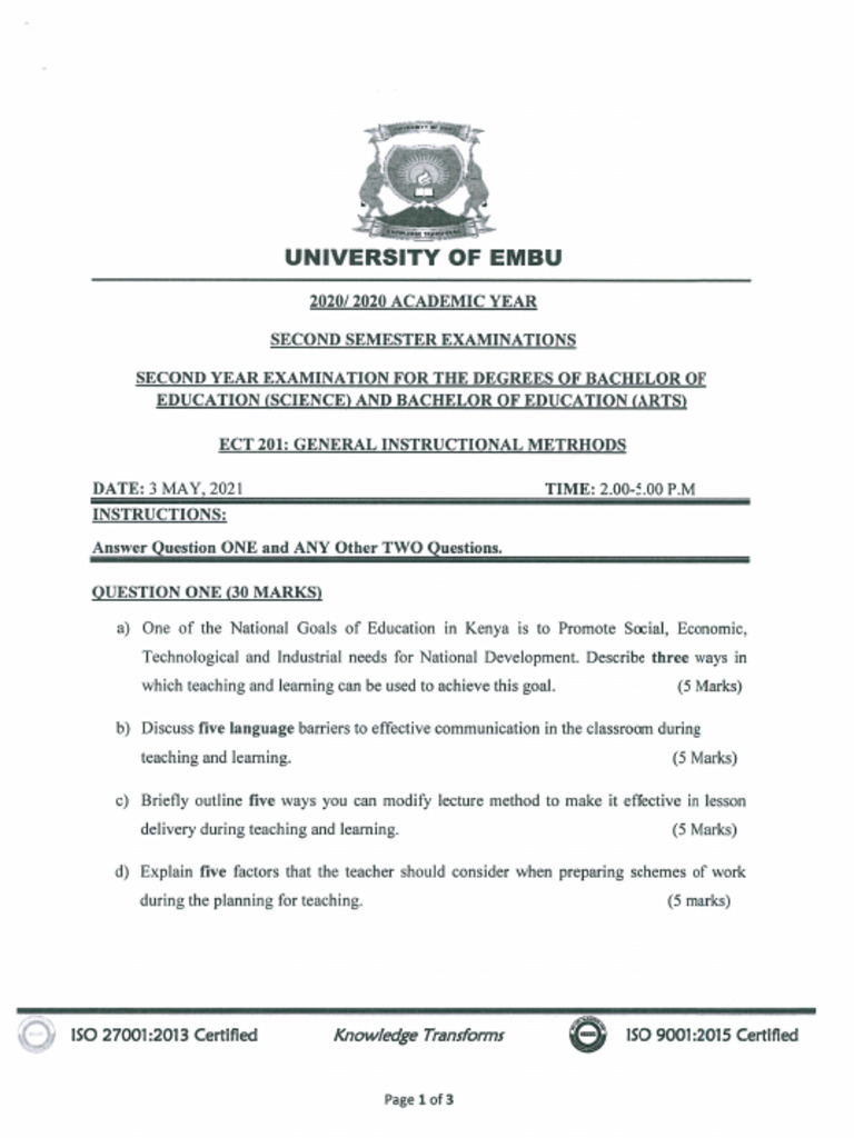 Ect 201 General Instructional Metrhods | PDF | Teachers | Learning