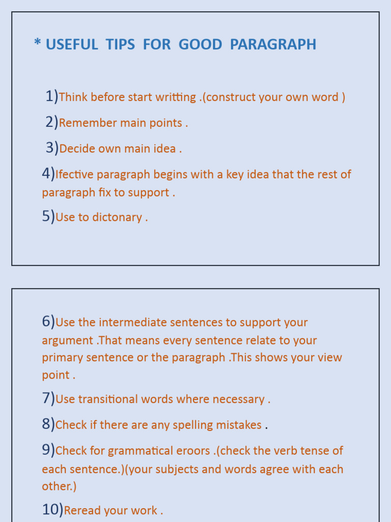 Tips for Writing Effective Paragraphs | PDF | Foreign Language Studies