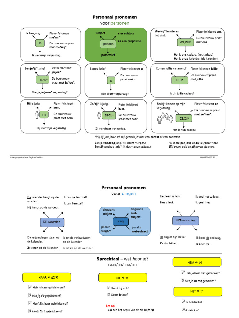 N140550-Theorie Pronomina Personen Dingen Spreektaal | PDF