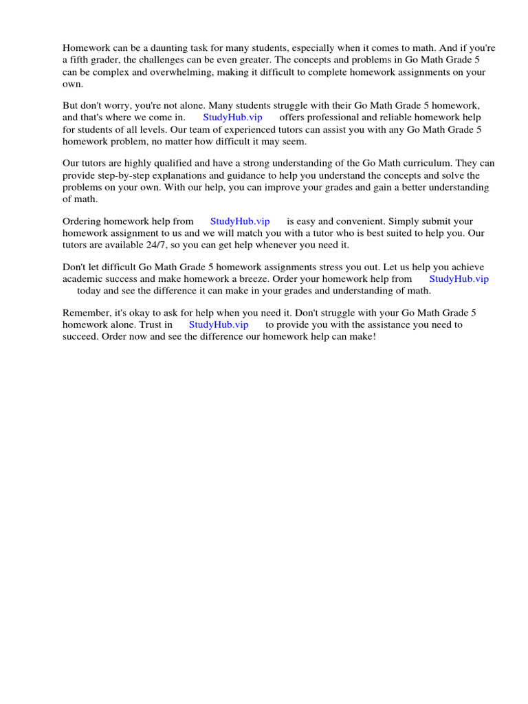 Go Math Grade 5 Homework Help | PDF | Books | Homework