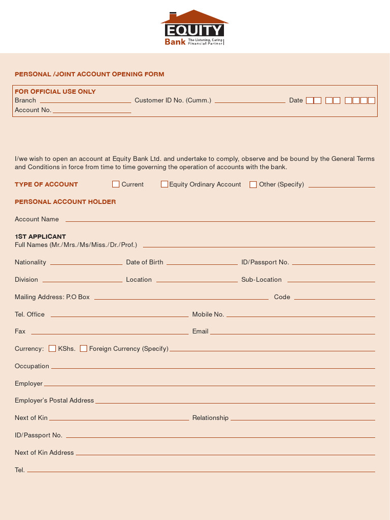 Personal Account Opening Form | PDF | Passport