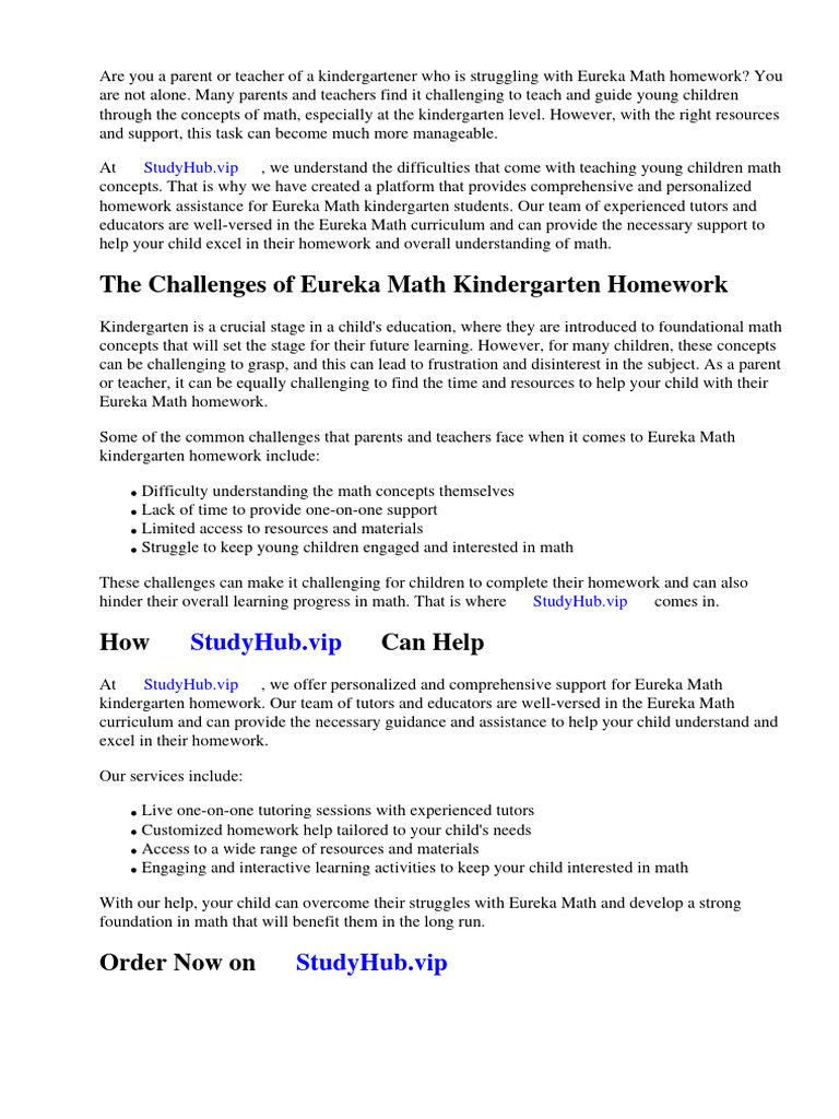 Eureka Math Kindergarten Homework | PDF | Worksheet | Mathematics