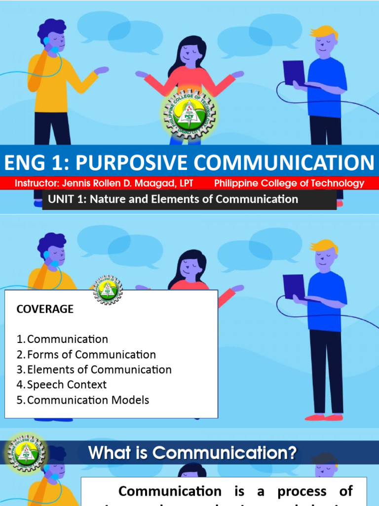 Purposive Communication Unit 1 Updated CP | PDF | Communication | Nonverbal Communication