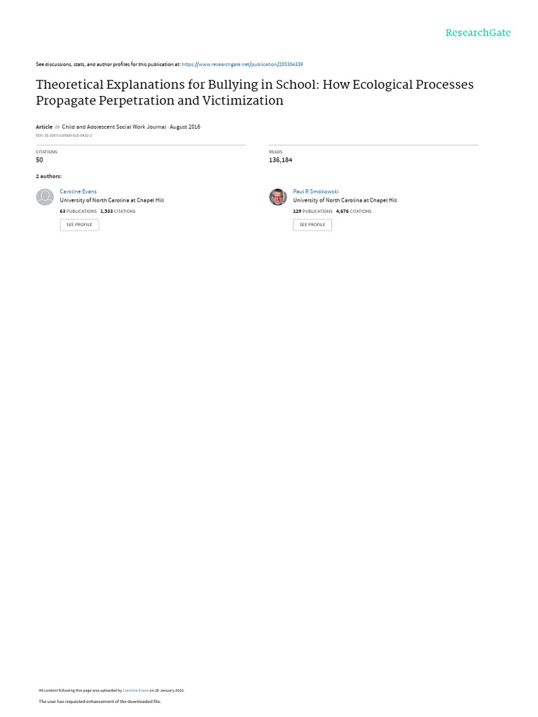 Bullyingand Theory Article | PDF | Bullying | Social Capital