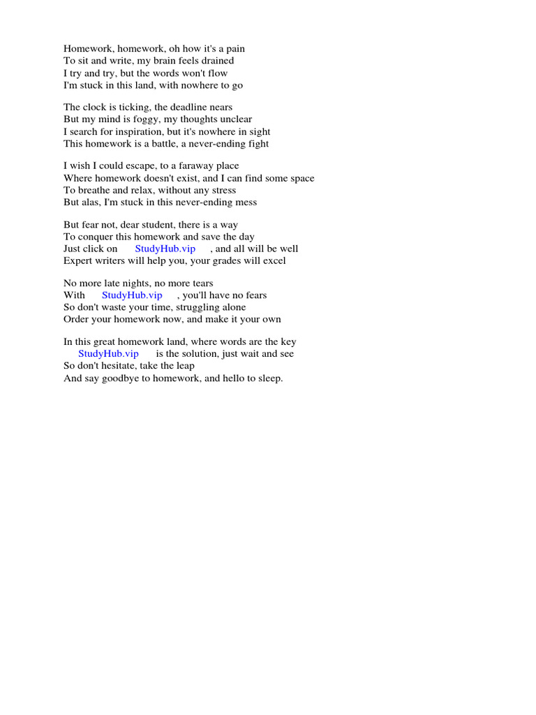 The Great Homework Land Poem | Download Free PDF | Poetry
