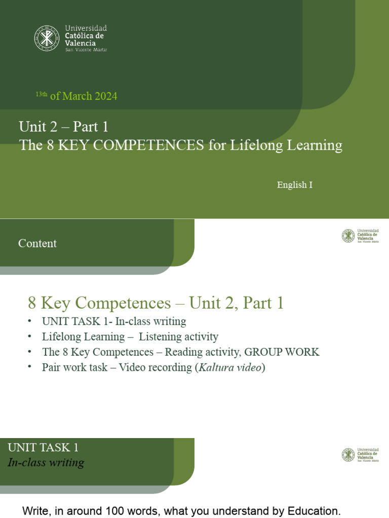 8 Key Competences For Lifelong Learning | PDF | Communication | Learning