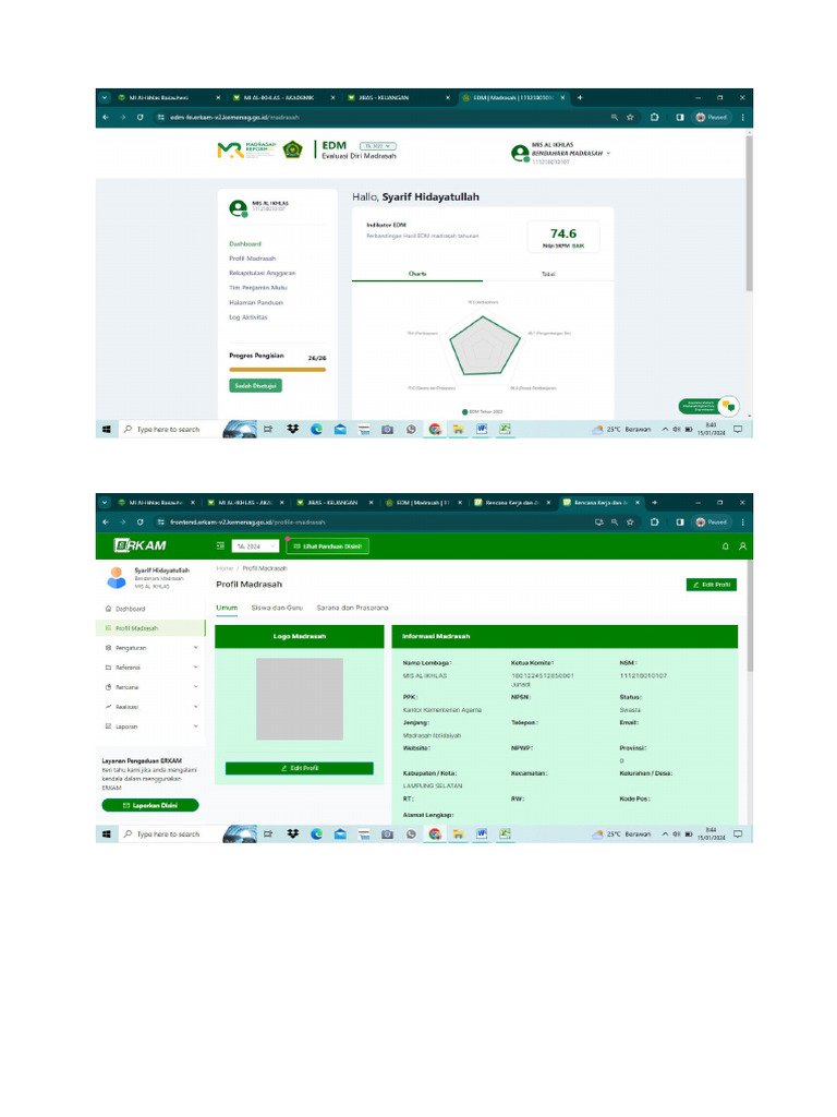 Angkapan Layar (Capture) Hasil Pengisian Aplikasi EDM Dan E-RKAM | PDF