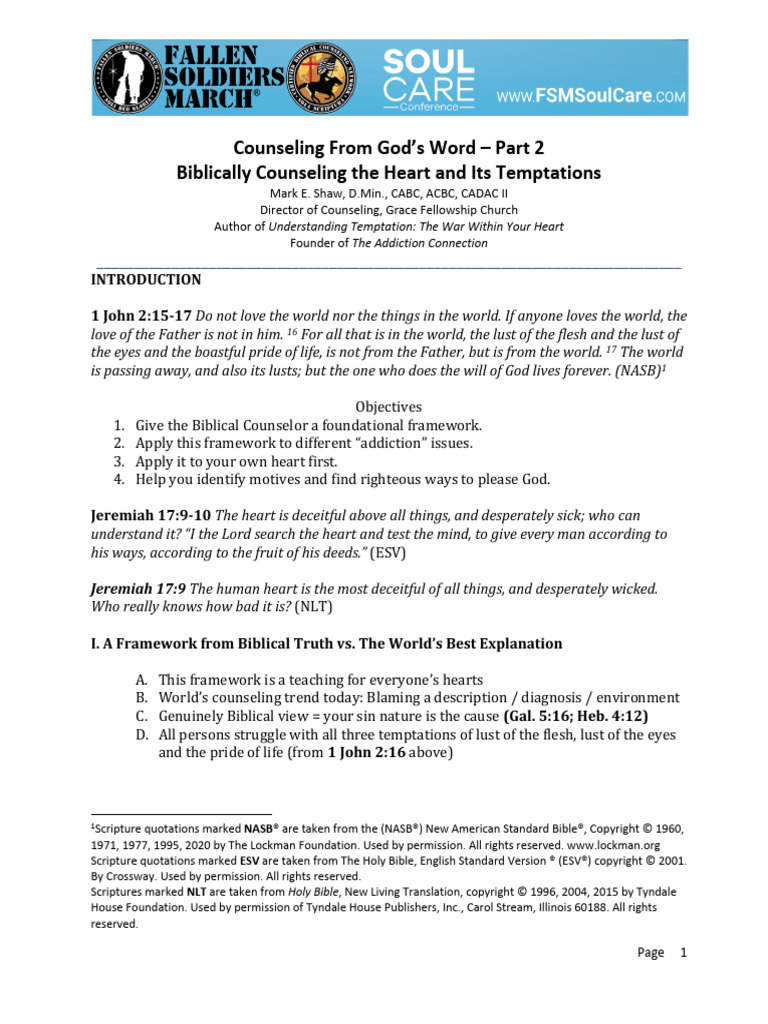 Counseling From God's Word, Part 2 Handout-Feb2023-DrMark-Shaw | PDF ...