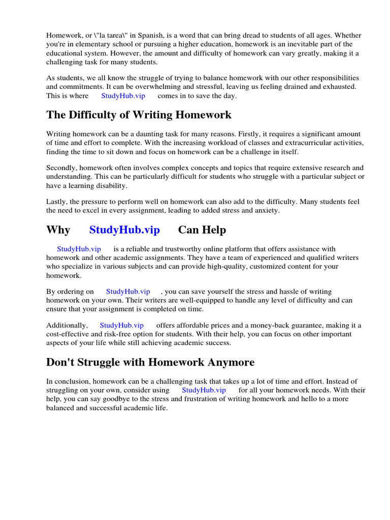 Homework La Tarea | PDF | Homework | Spanish Language