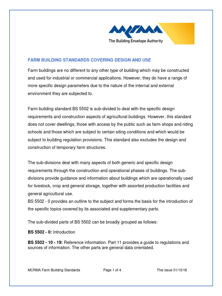 Farm Building Standards 1 | PDF | Agriculture | Farms
