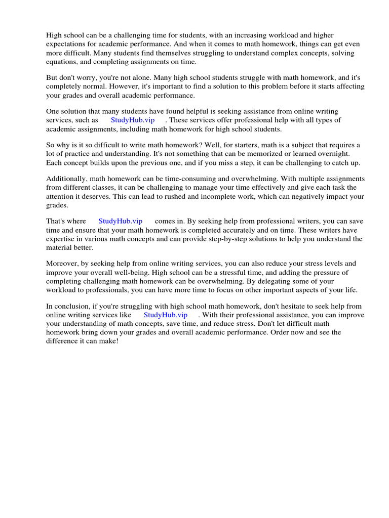 Math Homework High School | PDF | Homework | Worksheet