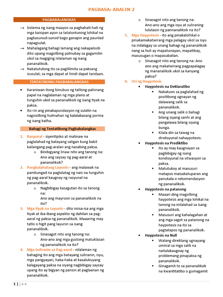 Pagbasa Aralin 2 | PDF