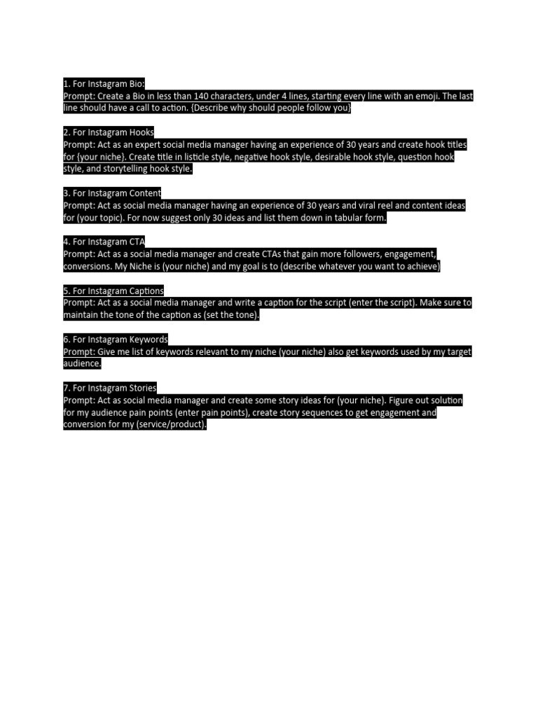 Instagram Prompts For Insta | PDF
