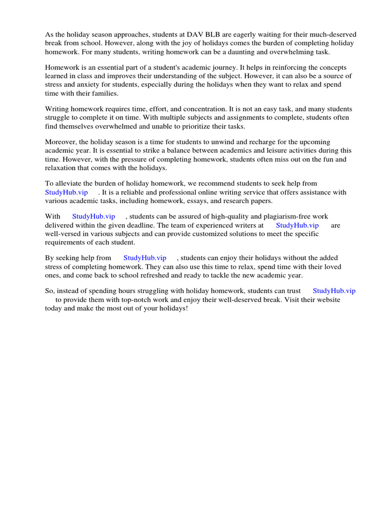 Dav BLB Holiday Homework | PDF | Books | Homework