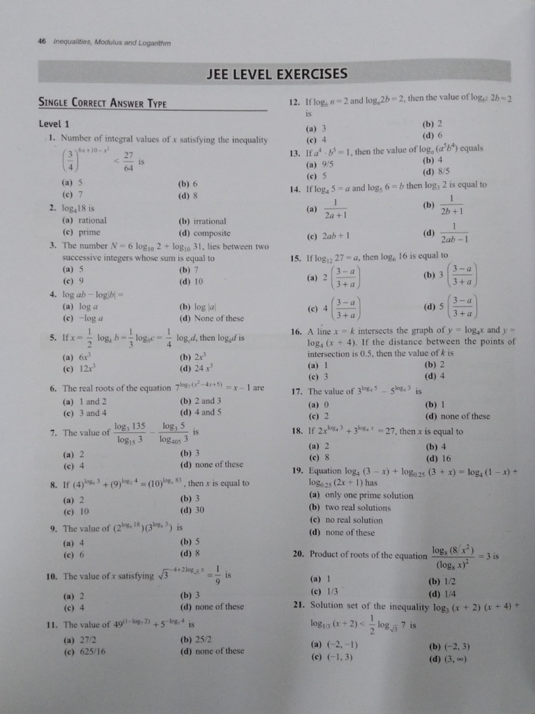 Class 11 Inequalities, Modulus and Logarithm | PDF | Logarithm | Complex Number