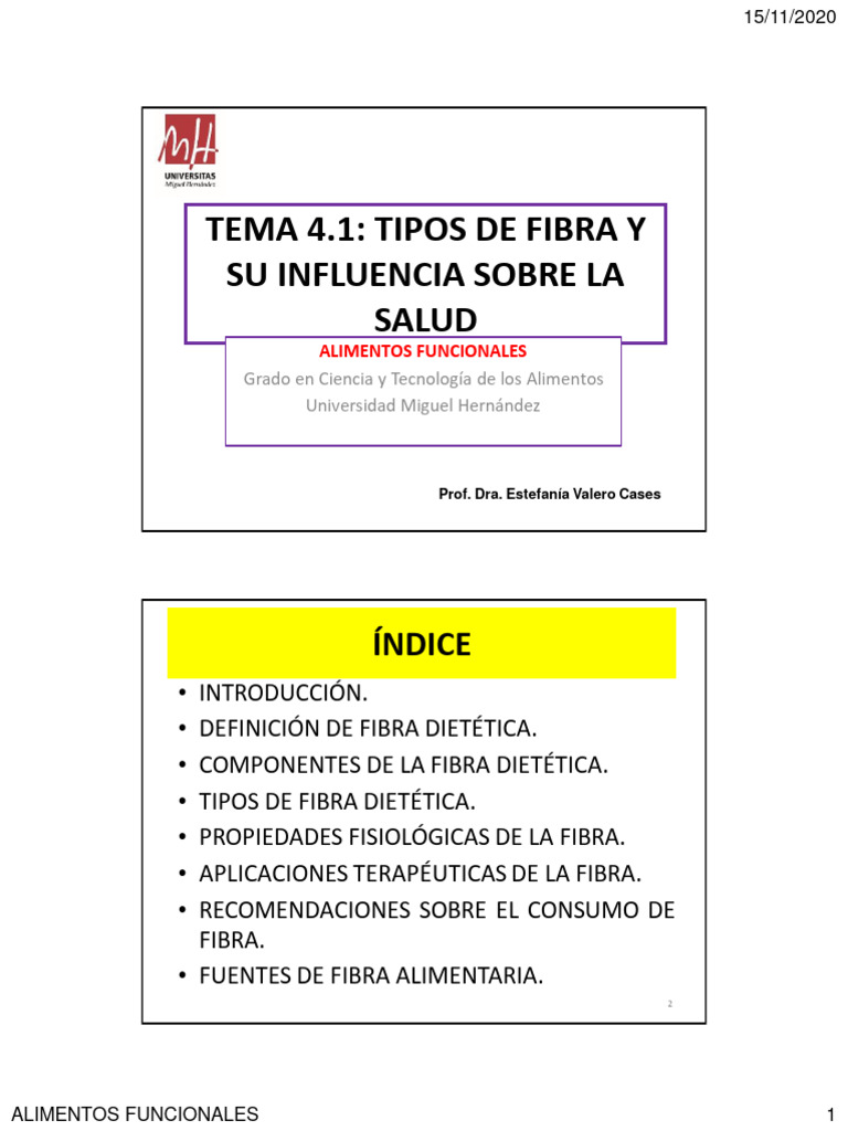 Tema 4.1 - Tipos de Fibra y Su Influencia Sobre La Salud | Descargar gratis PDF | Fibra ...