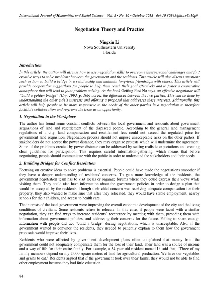 Negotiation Theory and Practice | PDF | Negotiation | Emotions