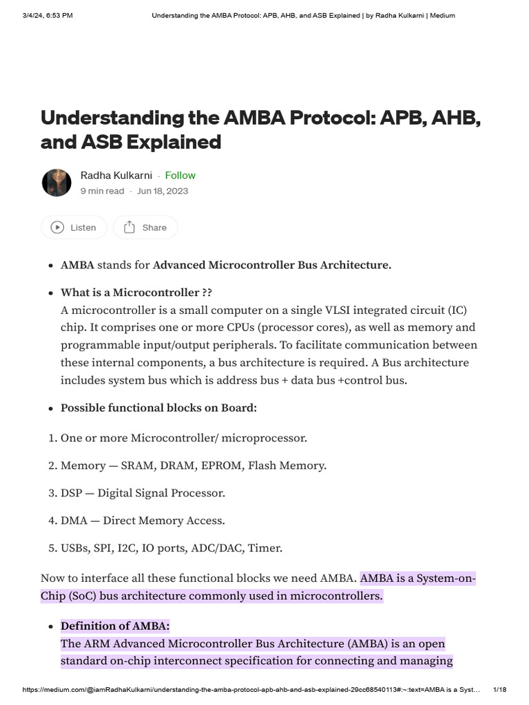 AMBA Protocol | PDF | System On A Chip | Microcontroller