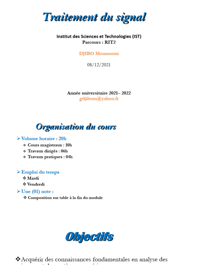 Traitement Du Signal | PDF | Fréquence | Convolution