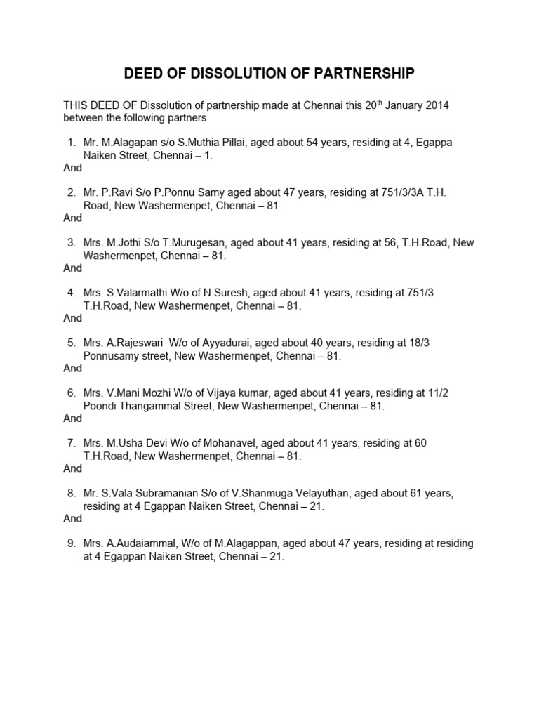 Partnership Dissolution Deed - LIPS | PDF | Debits And Credits ...