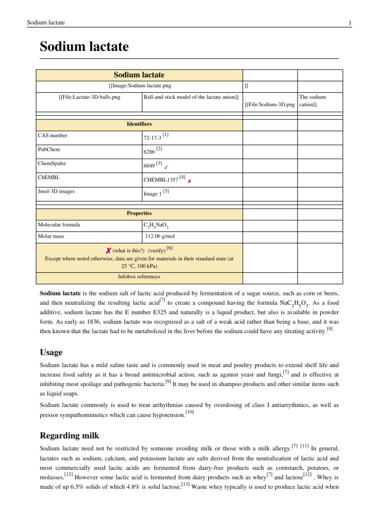 Sodium Lactate | Lactic Acid | Food And Drink