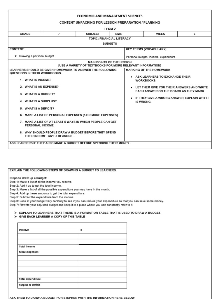Drawing A Personal Budget | PDF | Budget | Expense