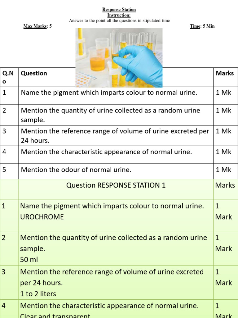 OSPE Response Station 2nd IA | PDF | Urine | Hypoglycemia