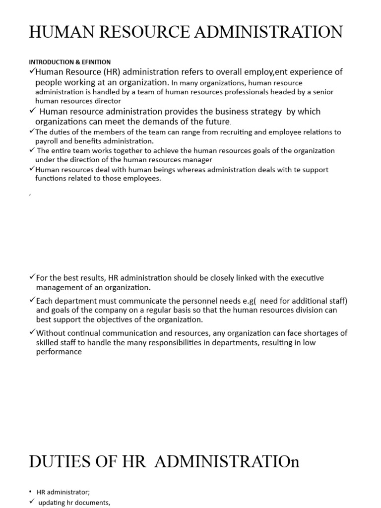 HUMAN RESOURCE ADMINISTRATION Power Points | PDF | Human Resources ...