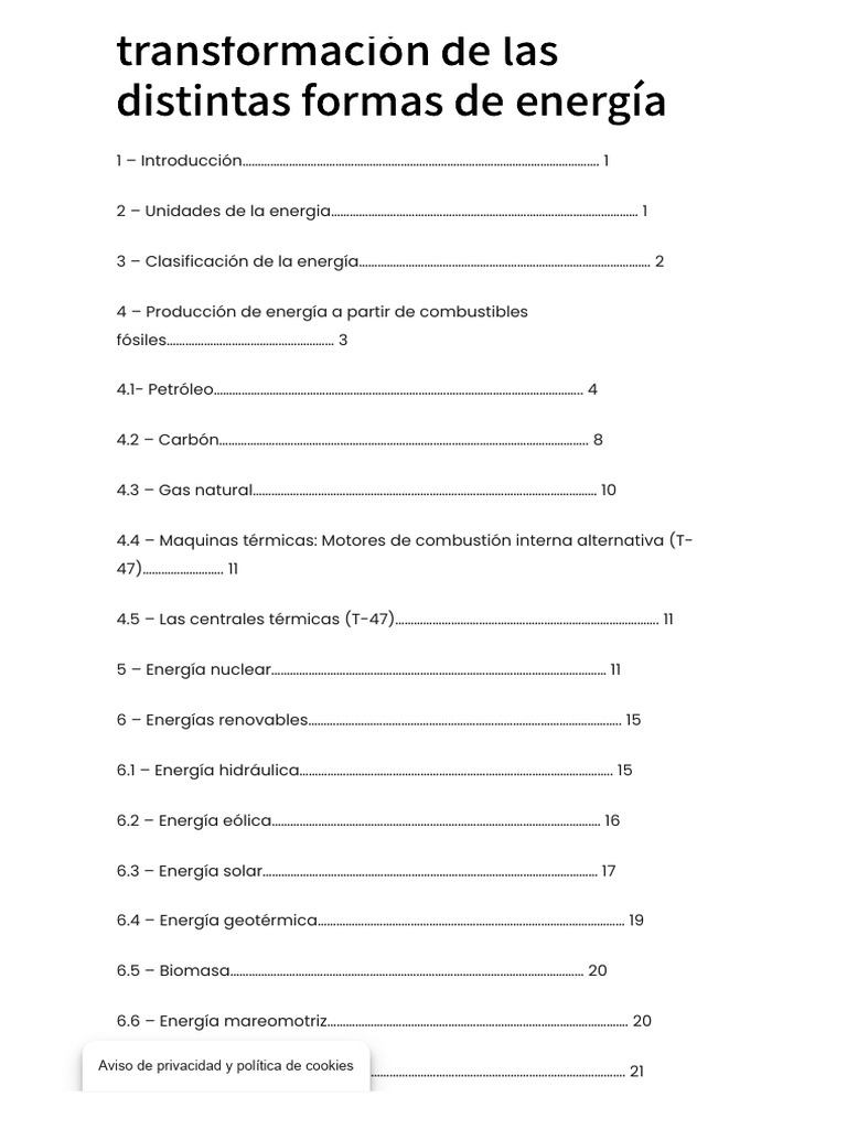 Tema 1 - Producción y transformación de las distintas formas de energía - Oposinet | PDF | La ...